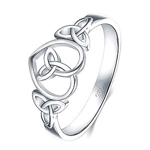 925 Sterling Silver Ring Boruo Celtic Knot Heart High Polish Tarnish Resistant Eternity Wedding Band Stackable Ring Size 9