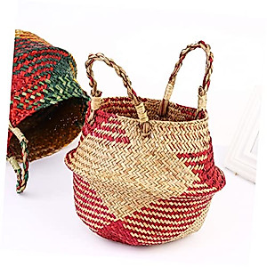 BUGUUYO Arched Flower Basket Bamboo Red