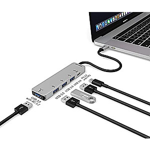 EZQuest USB C Hub 5 in 1 with 4 USB A 3.0 Ports (1 with BC 1.2), 1 USB C PD 3.0 with FRS - Compatible with USB C Laptops and Devices