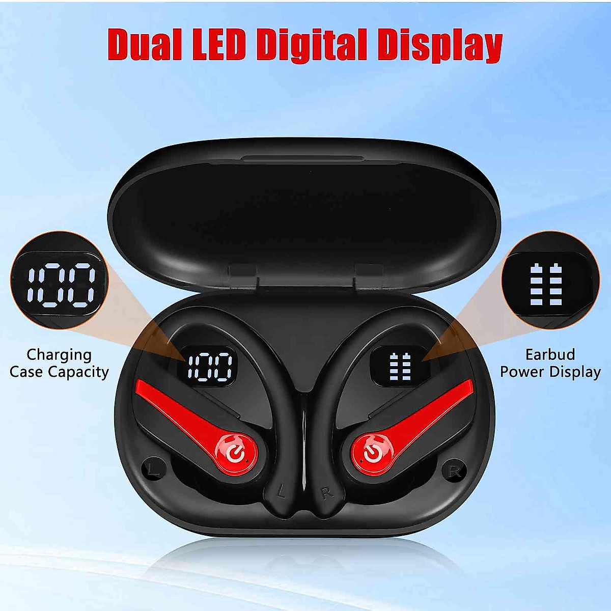 Q63 Wireless Earbuds for Samsung Galaxy Tab A7 Lite with Immersive Sound True 5.0 Bluetooth Over The Ear Sport Headphones with a Charging Case - Stereo Calls Touch Control IPX7 Sweatproof Deep Bass