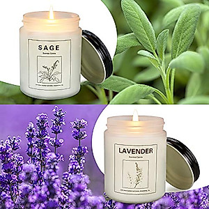 Candles for Home Scented, Sage Candles, Lavender Candle, Natural Soy Jar Candles Gift for Women Bathing Yoga Massage and Embellishment Home, 7.2oz 120 Hours Long Burning