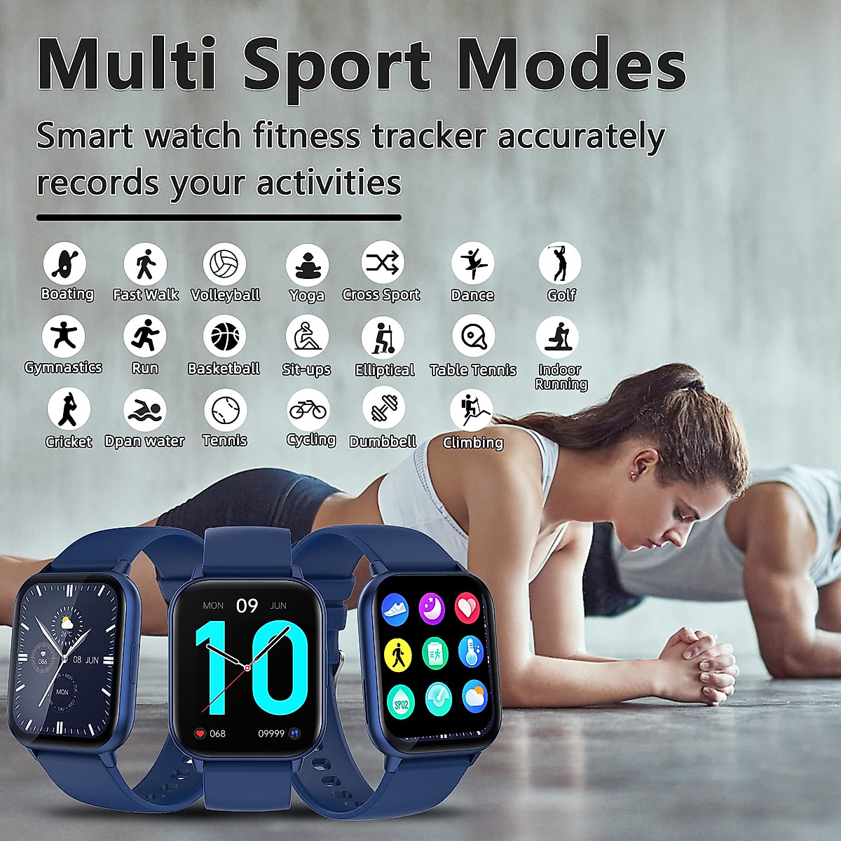 Smart Watch (Answer/Make Call), 1.9" Smartwatch Fitness Tracker for Android and iOS Phones with Heart Rate Sleep Tracking, Multi Sport Modes, Blood Oxygen, Ai Voice Control,Fitness Watch for Women Men
