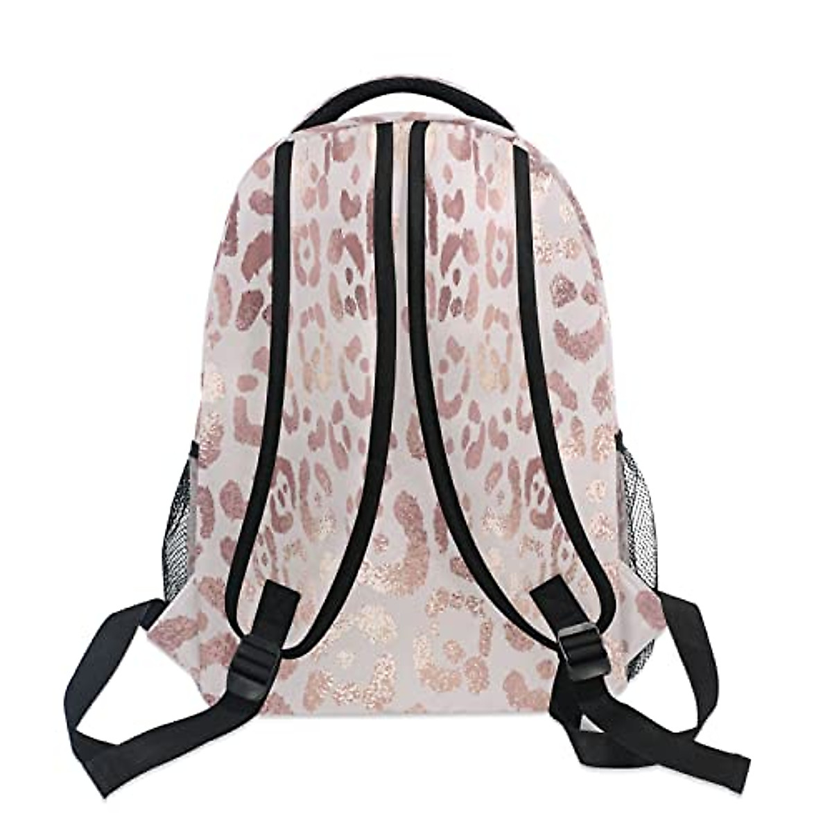 Leopard Print Cheetah Rose Gold Backpack for Girls School Bags Bookbags Travel Daypack Bag One Size