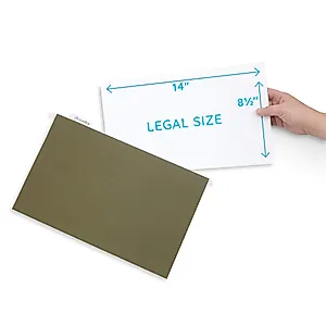Blue Summit Supplies 50 Legal Size Hanging File Folders, 1/5 Cut Adjustable Tabs, Legal Size, 5 Tab Locations, Designed for Legal and Law Office File Organization, Standard Green, 50 Pack, Legal Size