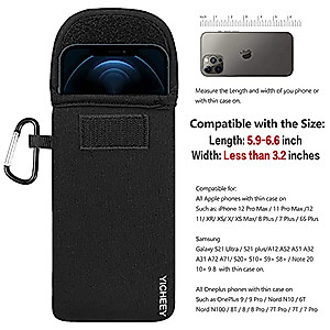 Universal Cell Phone Pouch Neoprene Phone Sleeve with Belt Clip Loop & Neck Lanyard Strap Compatible for iPhone 14 Pro Max Galaxy S23 S22 Ultra S23+ S20 FE A53 A13 A03s A52 A32 Oneplus 11 Pixel 7 Pro