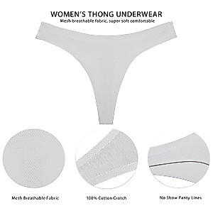 Jaywan Seamless Thongs Underwear for Women Breathable Stretch Thong Panties No Show Thong 6 Pack S-XL