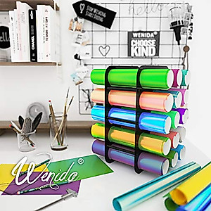 Vinyl Storage Holder Wenida Multiple Holes Large Capacity Acrylic Vinyl Rolls Organizer Tower Rack with Installation Tools for Craft Room