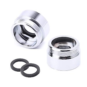 2pcs Metal Faucet Adaptor, TOOLSTAR Tap Aerator Connector Brass Thread Solid Metal Kitchen Tap Connector (18mm Female - 22mm Male)