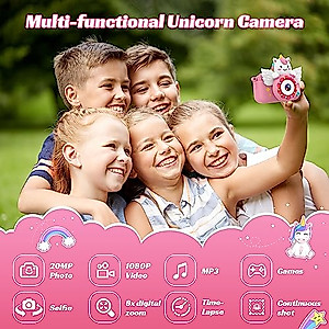 TIATUA Kids Camera for Girls & Boys, Toddler Camera Toys for Age 3-12 Kids with 32GB Card & Dual Lens, Digital Camera for 4 5 6 7 8 9 10 Year olds (Pink)