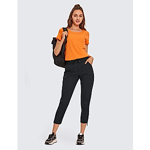 CRZ YOGA Womens Casual 7/8 Pants 25" - Lightweight Workout Outdoor Athletic Track Travel Lounge Joggers Pockets Black Medium
