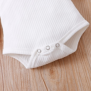 Kupretty Newborn Baby Girl Fall Clothes Ruffle Long Sleeve Ribbed Romper Corduroy Suspender Skirts Infant Overalls Dress Outfits (Pink, 0-3 Months)