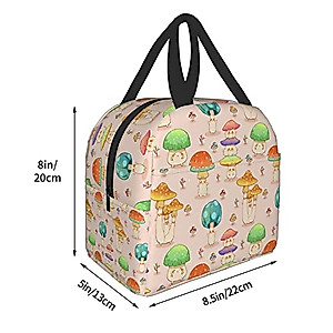 Cute Mushroom Portable Lunch Tote Bag Reusable Cute Lunch Box for Men and Women Perfect for Camping/Hiking/Picnic/Beach/Travel