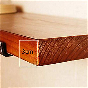 PIBM Stylish Simplicity Shelf Wall Mounted Floating Rack Shelves Solid Wood Metal Bracket Separator Plate Multifunction Small Items Wear Resistant Save Space,8 Sizes, Wood Color , 100x30x2cm