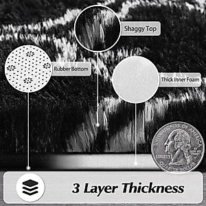 Hutha 6x9 Shag Large Area Rugs for Living Room, Black and White Modern Super Soft Bedroom Carpet, Moroccan Luxury Geometric Plush Fluffy Rug for Kids Nursery Girls Room Indoor Home Decor