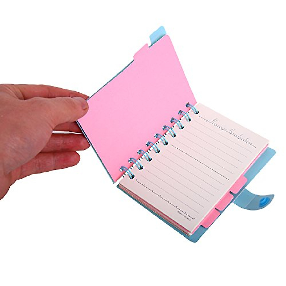 Pocket Spiral Journal Mini Notebook, Traveler Cute Diary, 5 Subject Planner, Ruled Small Writing Paper Hard Cover Notepad, Index Label, 100 Sheets, 5.1"×3.5" Smile Printed Memo Pad