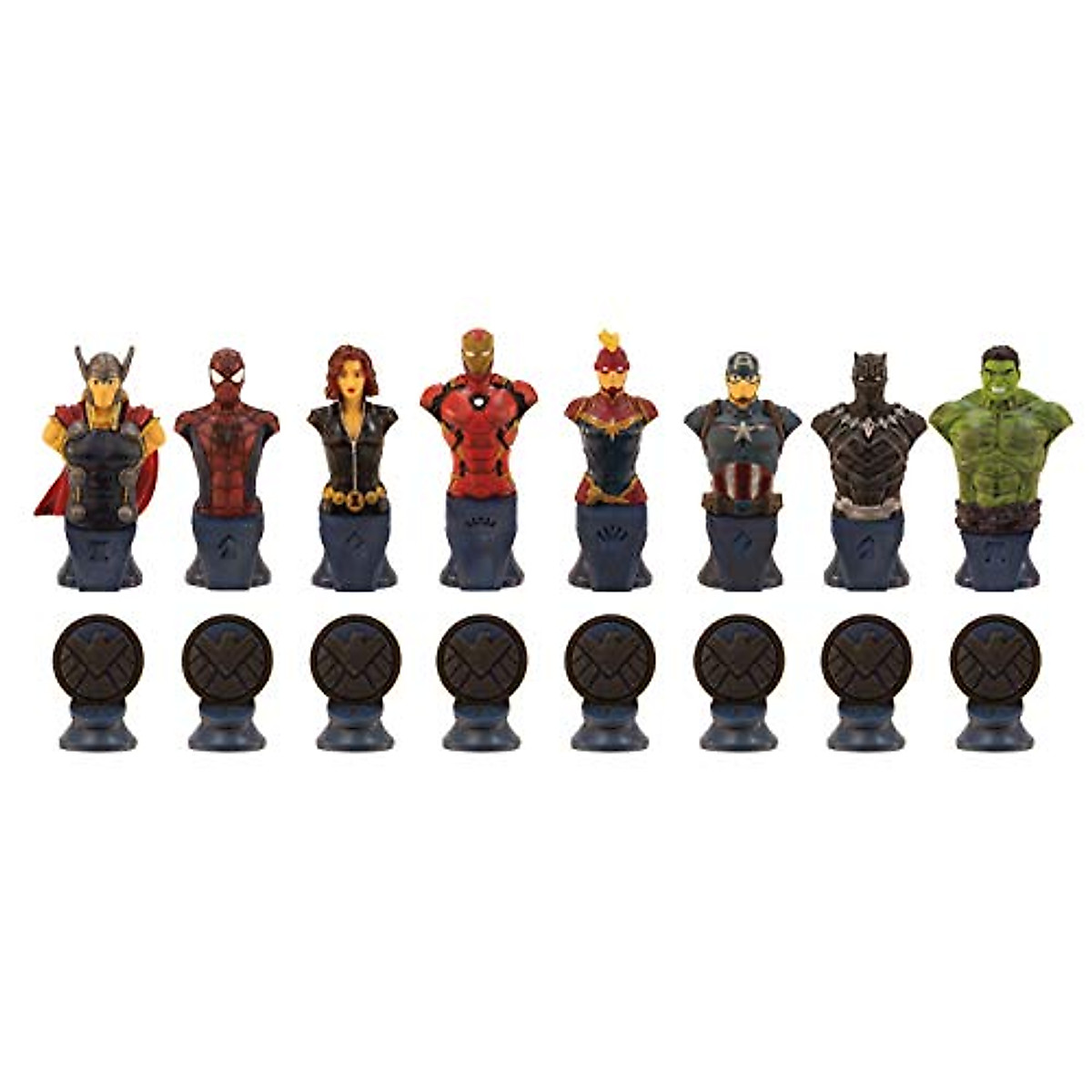 Marvel Collector's Chess Set | Custom Sculpted Chess Pieces Marvel Superheros & Villains | Iron Man & Thanos as King | Captain Marvel & Hella as Queen | Officially Licensed Marvel Chess Set