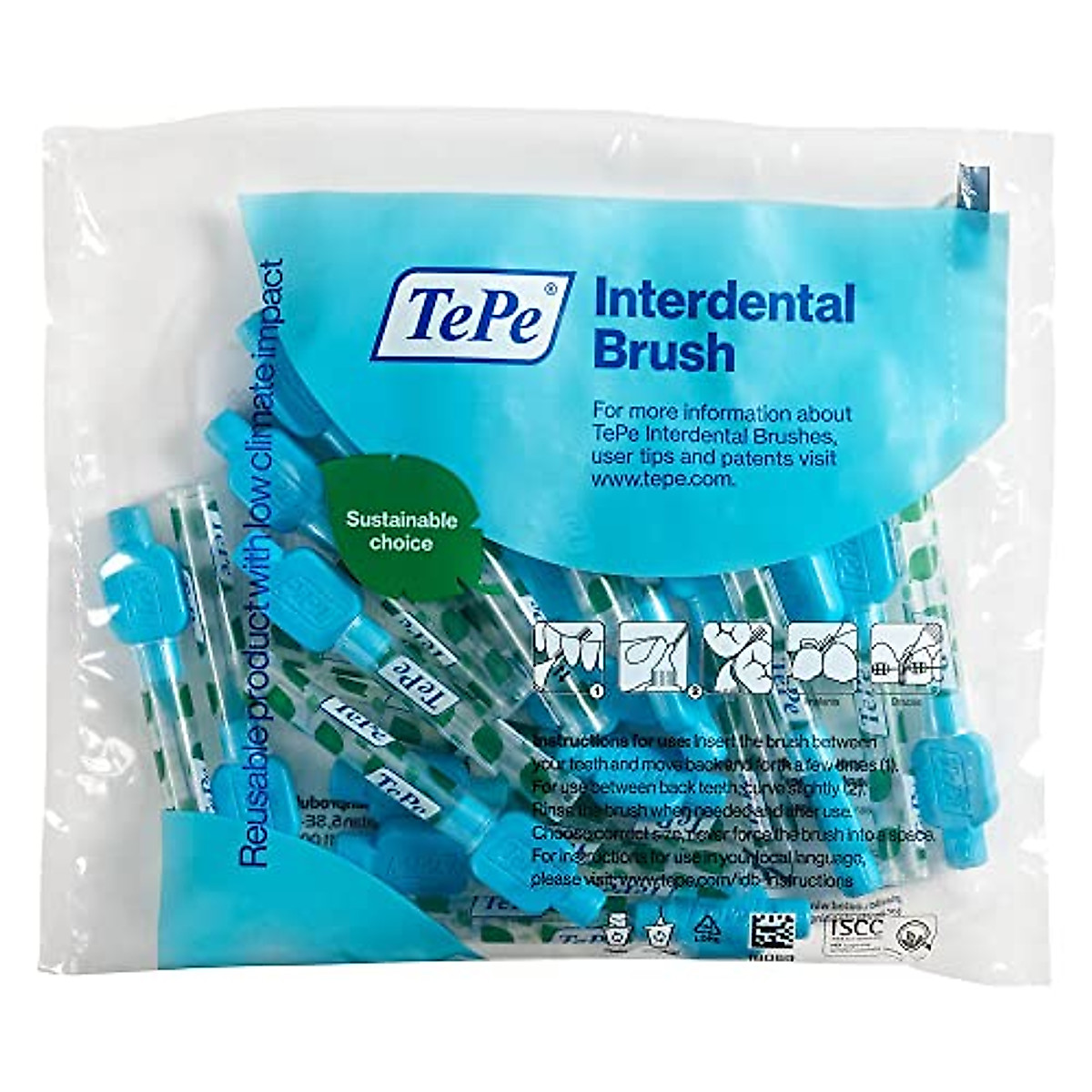 TEPE Interdental Brushes Original | Size 5-0.8mm | 1 Pack of 20 Brushes (0.6 mm, Blue)