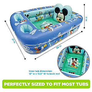 Disney Mickey Mouse Air-Filled Cushion Bath Tub - Free-Standing, Blow up, Portable, Inflatable, Safe Bathing, Baby Bathtub, Toddler Bathtub