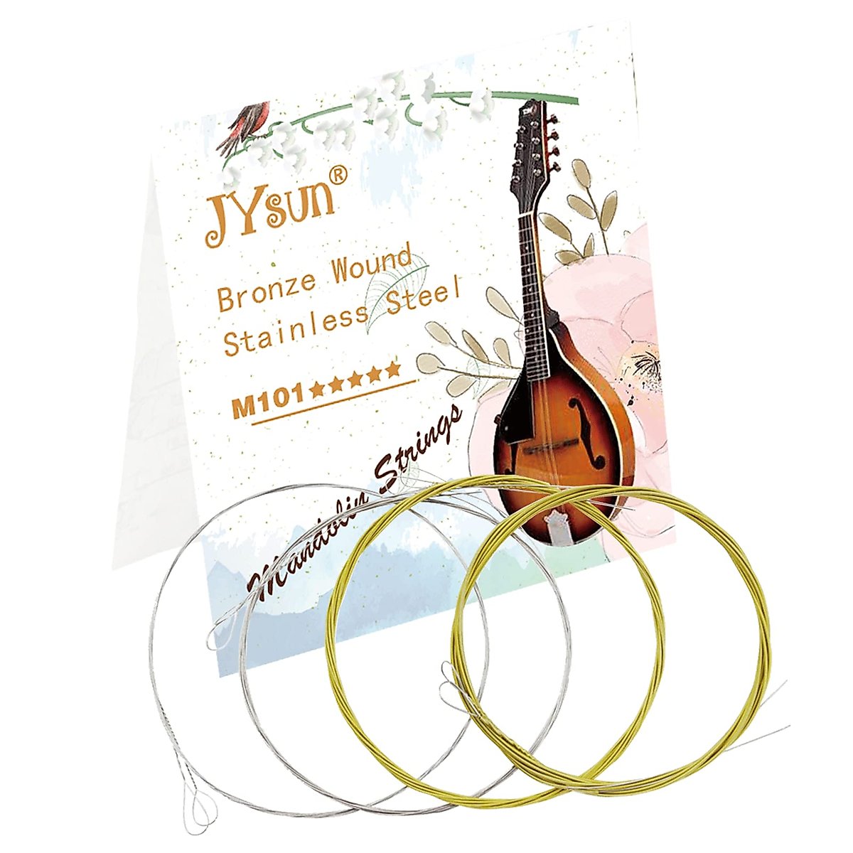 Mandolin Strings 3 Full Sets Stainless Steel Core Bronze Wound & 1PC 3 in 1 Restringing Tool including String Winder String Cutter Pin Puller & 1PC Capo & 10PCS Picks