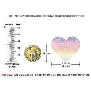 Mercei 1.5" Rainbow Heart Stickers, Heart Shaped Adhesive Sticker Labels, 500 Pcs Love Stickers for Personal and Business Uses