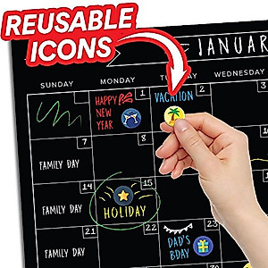 Magnetic Chore Chart Chalkboard & Reusable Dry Erase Calendar Set – Organizational Reward Planner - Family Planning Board - Kids Responsibility Reward Cleaning Chart – 11” x 17” (Lushleaf Designs)
