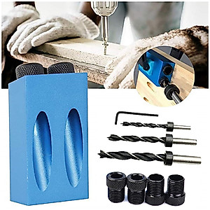14Pcs Pocket Hole Jig Kit, 15 Degree Woodworking Inclined Hole Jig with 6/8/10mm Drill Bits for Carpentry Woodworking Angle Drilling Holes