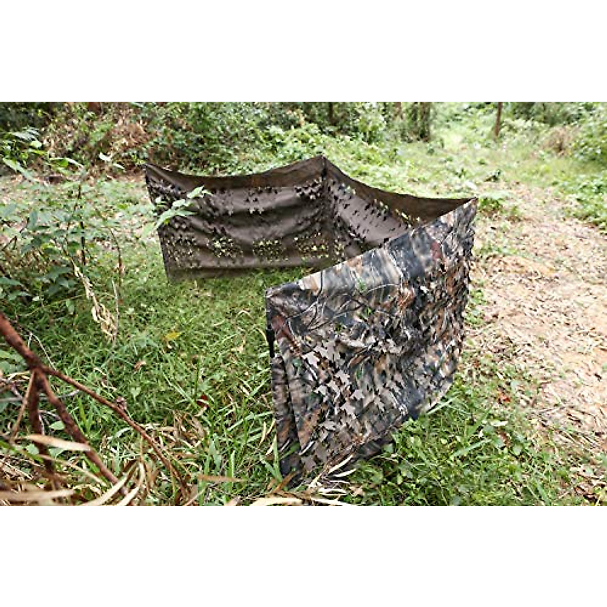 Auscamotek Ground Blind 5×10 Feet for Deer Hunting Turkey Blinds Camouflage Pattern Height Adjustable -Woodland Brown Leaf