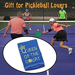 Embroidered Pickleball Towel Gift King/Queen of The Court Pickleball Towel with Clip (Pickleball Queen)