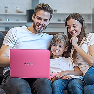 G-Anica Laptop Computer(10.1 inch), Quad Core Powered by Android 12.0, Netbook Computer with WiFi, Webcam and Bluetooth, Mini Laptop with Bag, Mouse, and Mouse Pad for Kids and Adults（Pink）