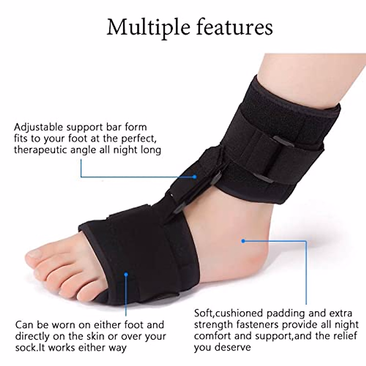 Foot Drop Brace, Adjustable Fasciitis Night Splints, Foot Drop Orthosis Ankle Corrector Brace Support Protection Correction Splint Right Or Left Drop Foot Brace Plantar Fasciitis Splint