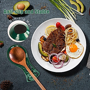 MINLUFUL Spoon Rest Holder for Stove Top, Sturdy and Unbreakable Cast Iron Spoon Rest Ladle Holder for Kitchen Counter, Keep Stovetop Countertop Clean, Pumpkin Green