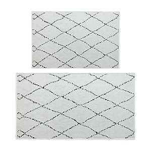 Sussex Home Non Skid Washable Kitchen Runner Rugs Set of 2 - Ultra-Thin Lattice Area Rugs for Laundry Room, Entryway, Bathroom - Multipurpose Set of 44 x 24 and 31.5 x 20 Inches Floor Mats