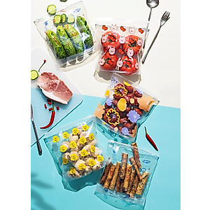 Quart Resealable Slider Food Storage Bags, 100 Count, Fun Designs, 4 Different Fun Patterns, Zero BPA, Lunch, Trips, Parties & More
