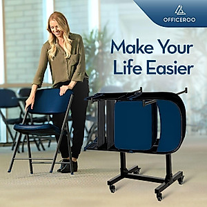 Folding Chair Rack Storage Cart - Holds 14 Chairs (Not Included), Organize and Transport Chairs, Sturdy & Portable Space-Saving Chair Dolly, with 4 Lockable Wheels