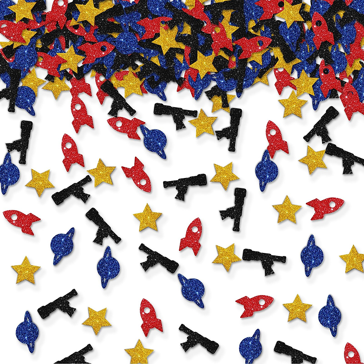 100pcs Outer Space Confetti, Rocket Star Table Confetti for Baby Shower, Sapce Birthday Paper Scatters, Outer Space Galaxy Theme 1st/2nd Birthday Party Table Decoration