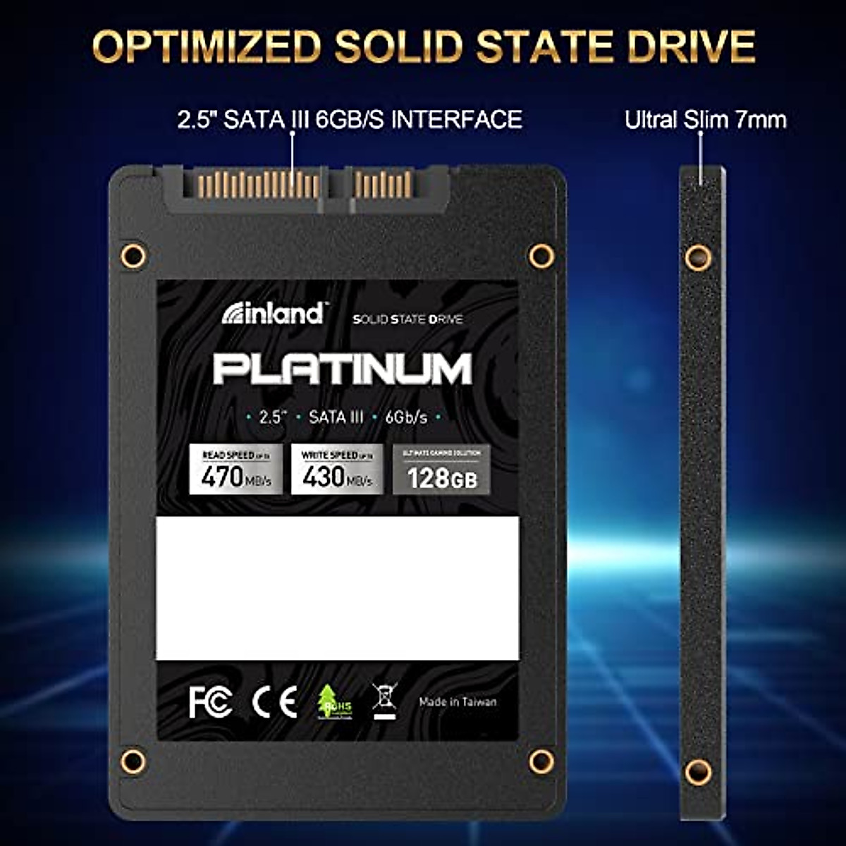 INLAND Platinum 128GB SSD SATA III 6Gb/s 2.5" 7mm TLC 3D NAND Internal Solid State Drive (128GB)