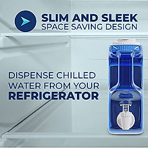 1.1 Gallon Refrigerator Water Dispensers Bottle with Faucet, Spigot & 58mm Screw Cap - BPA Free Plastic Leak-Proof | Slimline Mini Fridge Beverage Drink Dispenser for Parties