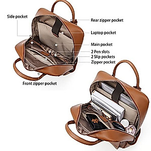 BOSTANTEN Laptop Backpack for Women 15.6 inch Computer genuine leather backpack purses College Travel Daypack large satchel Brown