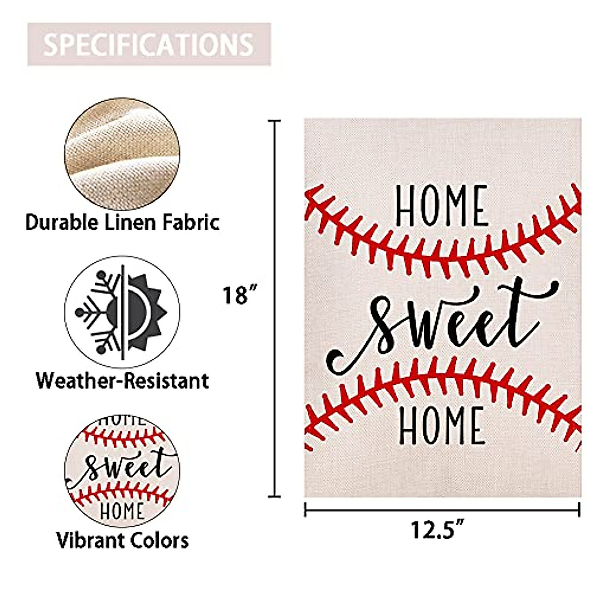 Baseball Garden Flag 12.5 x 18 Inch Vertical Double Sided Home Sweet Home Bat Ball Sport Softball Flag Yard Outdoor Decoration