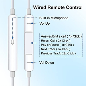 ELOVEN Wired Earbuds in-Ear Earphones for iPhone 14 Pro Max/14 Pro/13 Pro Max/13 Pro, Stereo Sound Headphones Noise Isolating Headset with Built-in Mic Volume Control Compatible with iPhone/iPad/iPod