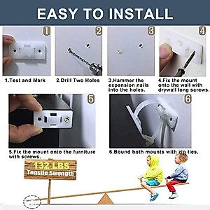 Matenf 10 Pack Furniture Anchors for Baby Proofing, Anti-Tip Wall Anchors Straps for Furniture Protect Toddler Children and Pet from Falling Furniture Cabinet Bookshelf Dresser, Earthquake Proof