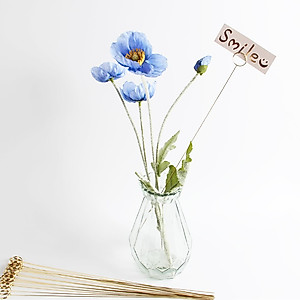 YUXIANG 20Pcs Floral Card Holder Picks, 12 Inch Gold Round Flower Picture Holders, Metal Wire Flower Picks Clip for Wedding Party Birthday ​Cake