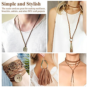 Leather String, Flat Suede Cord Faux Leather Cord Thin Leather Lace for Bracelets, Necklaces, Jewelry Making and Art Crafts (2.7 MM Brown)