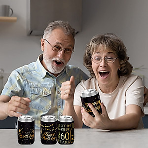 Umigy 24 Pcs 60th Birthday Can Sleeve to 60 Years Can Neoprene Cooler 60th Birthday Decorations 60th Birthday Party Favors Party Supplies Birthday Gift for Men Women