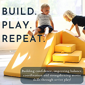 Foamnasium Gymnasium, Indoor Foam Playset, 4 Piece Soft Toddler and Active Kids Play Foam Climber for Crawling, Climbing, Sliding and Jumping, Made in The US, Pink Multi