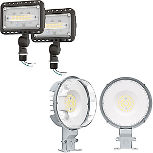 CINOTON 42W LED Barn Light Dusk to Dawn Outdoor Lighting and 20W LED Flood Light Outdoor 5000K Knuckle Mount