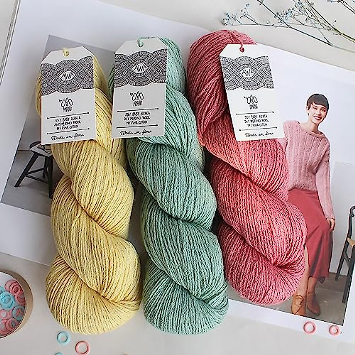 Yarn Ave Amano Awa Yarn (3.5oz/328yds/Skein) Alpaca Cotton Merino Blend Yarn,Soft Knitting Yarn for Sweater Shawl Scarf Hat Cardigan and Handcraft Projects (#1119)