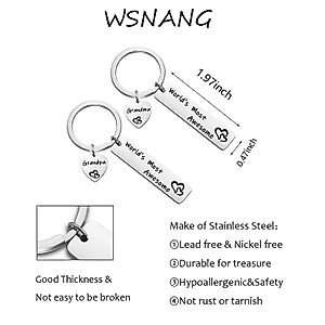 WSNANG Grandparent Gift World's Most Awesome Grandma/Grandpa Keychain Set Thank You Gift for Grandma Grandpa (Grandparent Set KC)