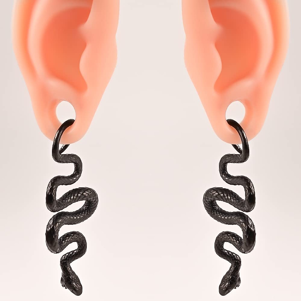 Atomhole 2 PCS Ears Gauges Fashion Snake Hanger Ear Weights for Stretched Ear Plugs Body Piercing Tunnels 316 Stainless Steel Hypoallergenic Body Jewelry (6mm(2G), Black)