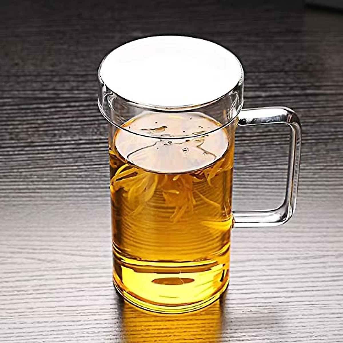 FLFK 20 Ounce Borosilicate Glass Coffee Mug Cup TeaCup-Glass Lid- High Capacity-Premium Quality Tea Mug for Reading